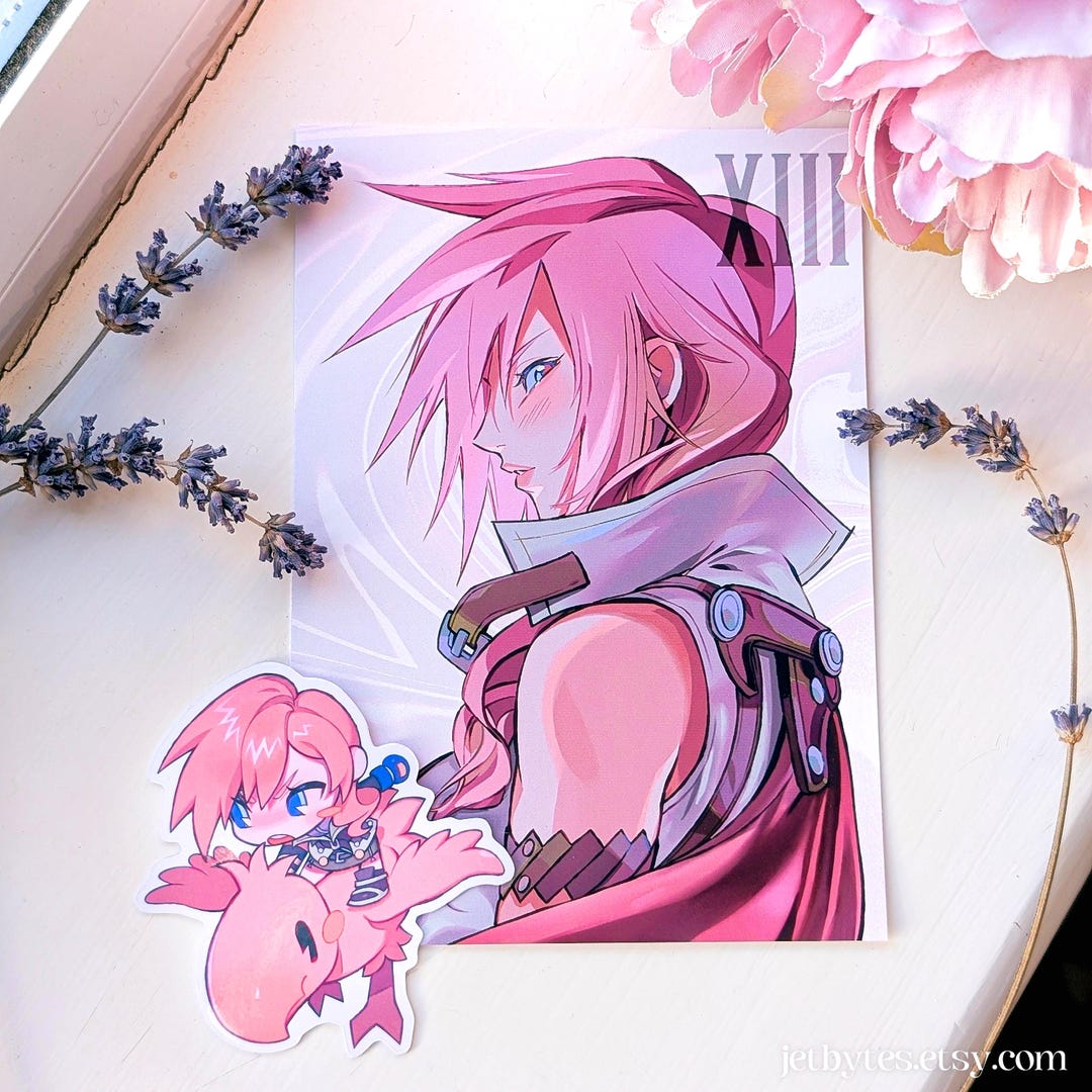 Lightning FF13 Print & Sticker, A6 Print, Final Fantasy 13 FF XIII ...