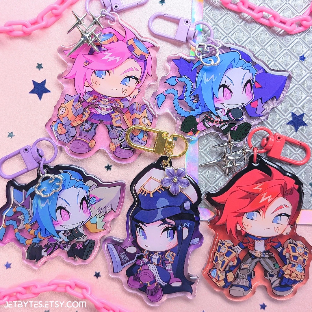 League of Legends, Arcane Keychains 2.7" Jinx Vi Caitlyn, Caitvi ...