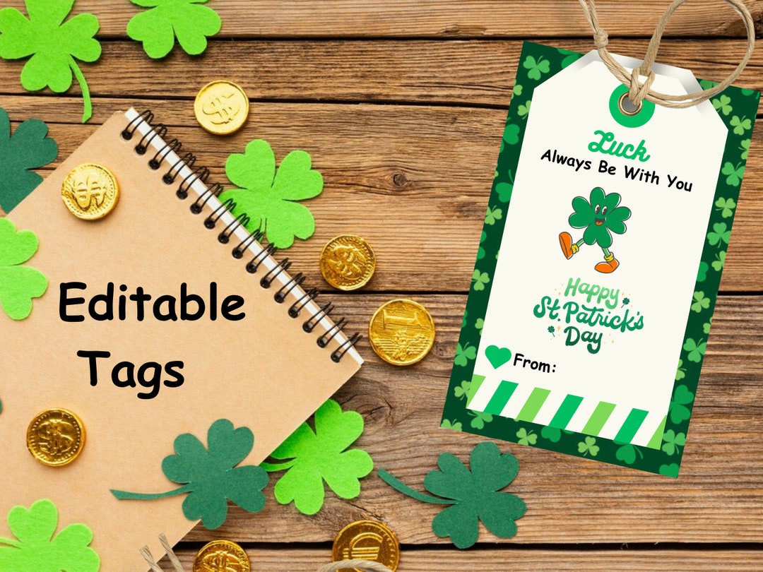 St. Patrick’s Day Printable Tags, Shamrock Tags, Saint Patrick’s Day ...