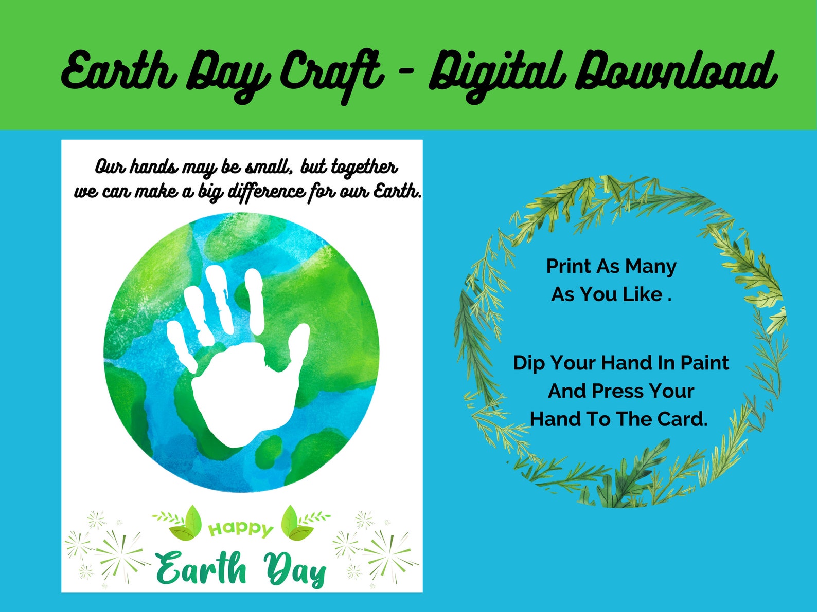 Earth Day Handprint Art, Earth Day Art for Kids , Earth Day Printable ...