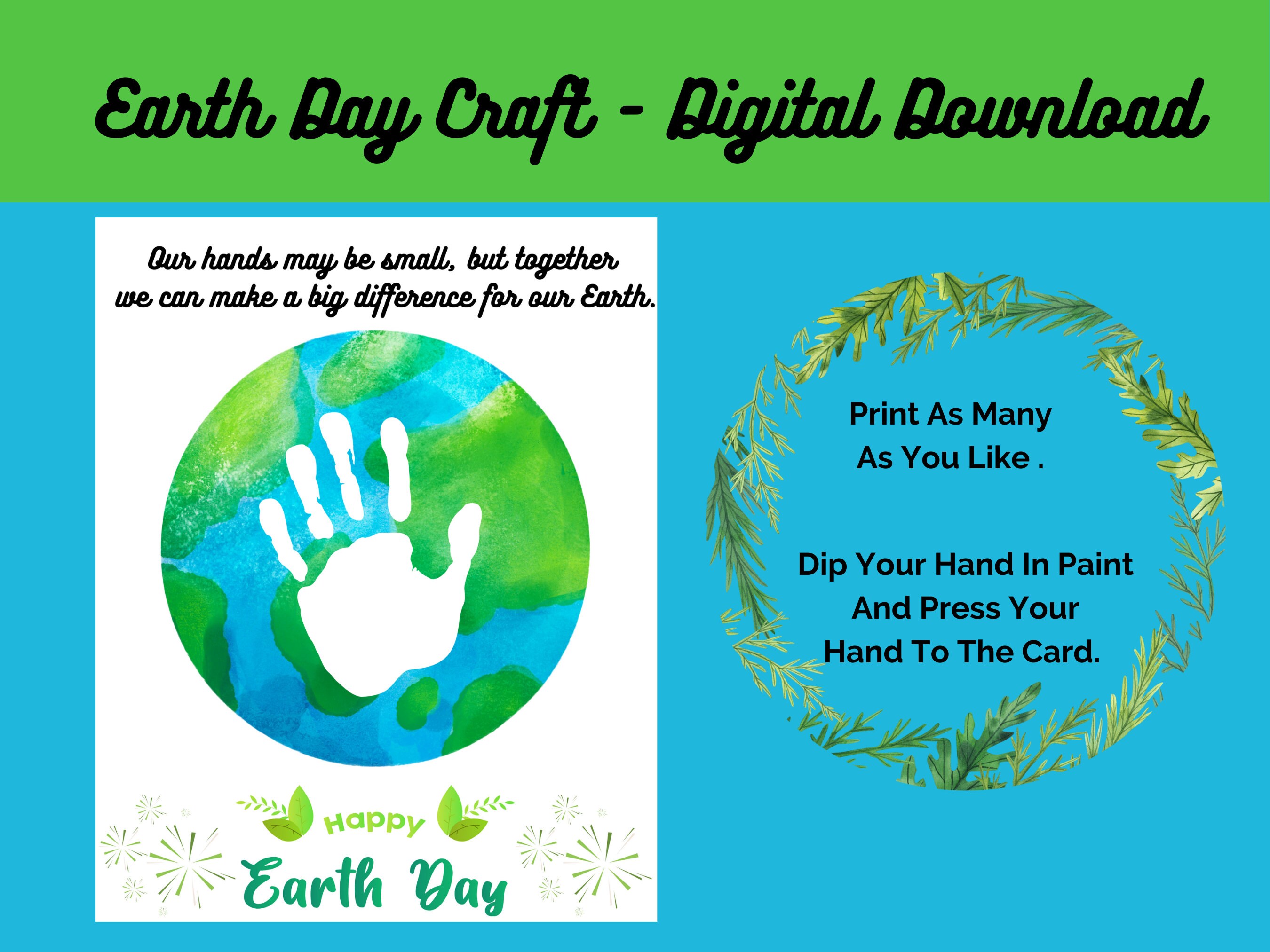 Earth Day Handprint Art, Earth Day Art for Kids , Earth Day Printable ...