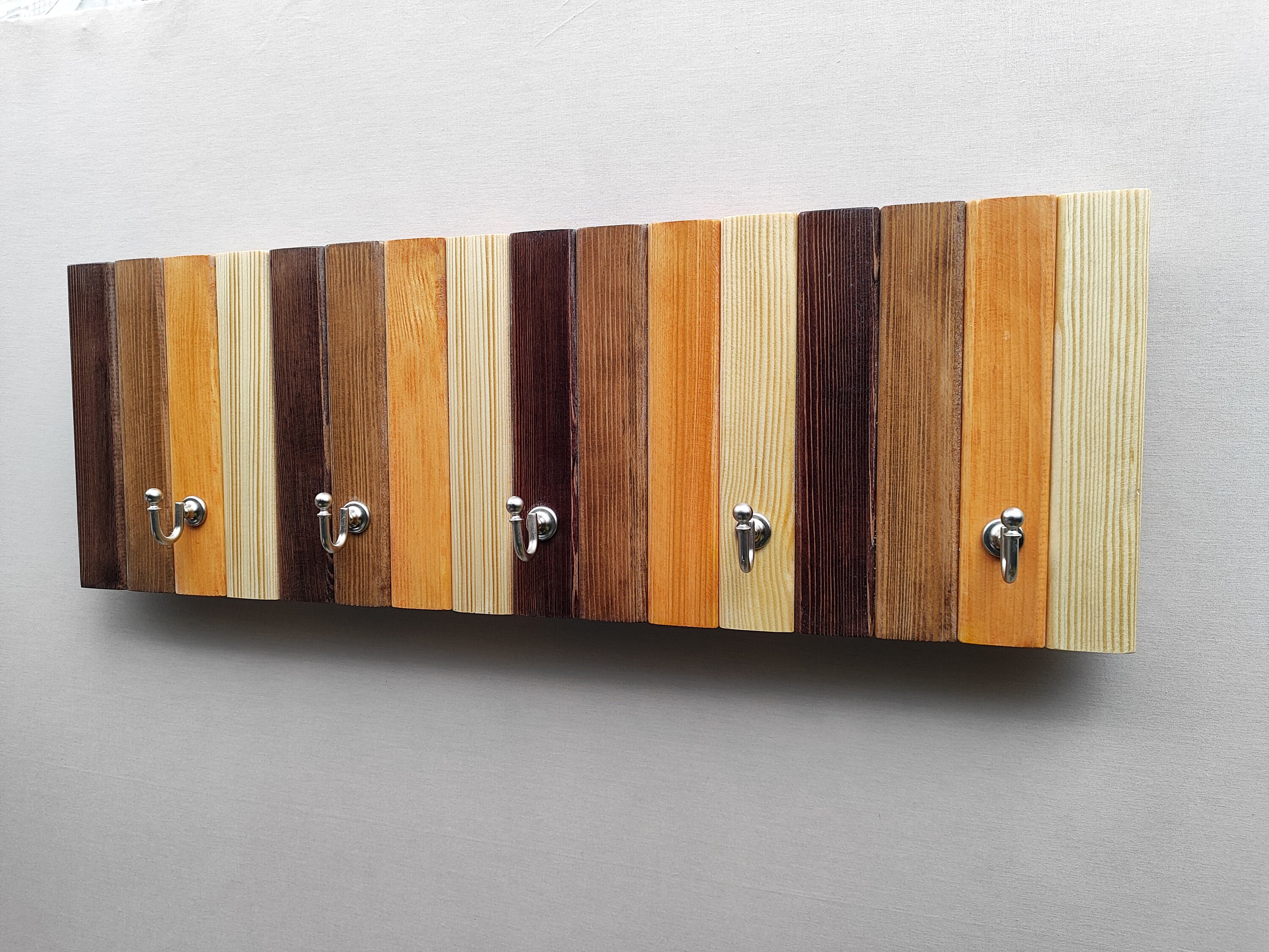 Solid Wood Wall Mounted Piano Coat Rack, Handmade Storage Rack, Wooden ...