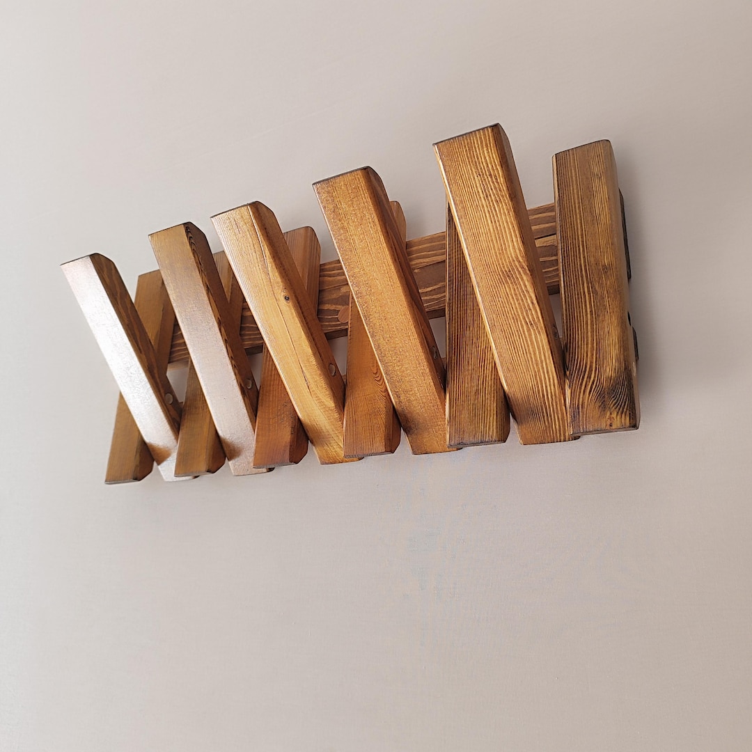 Wall Mounted Wooden Coat Rack: Rustic Key Holder Organizer - Etsy