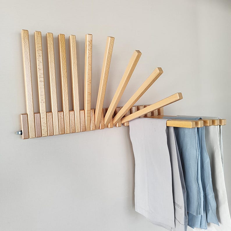 Beech Wood Fold-up Drying Rack: Wall-mounted Space Saver - Etsy