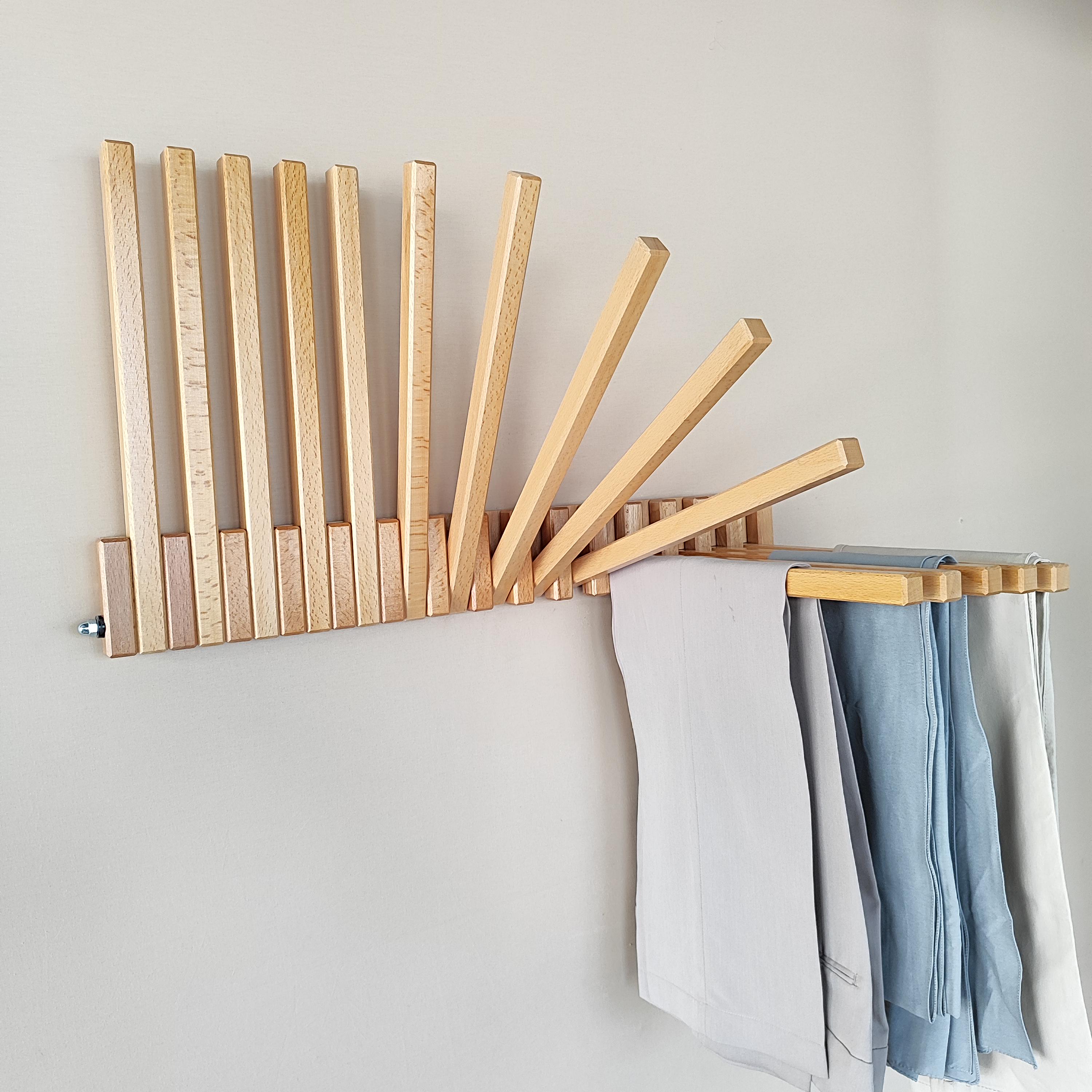 Beech Wood Fold-up Drying Rack: Wall-mounted Space Saver - Etsy