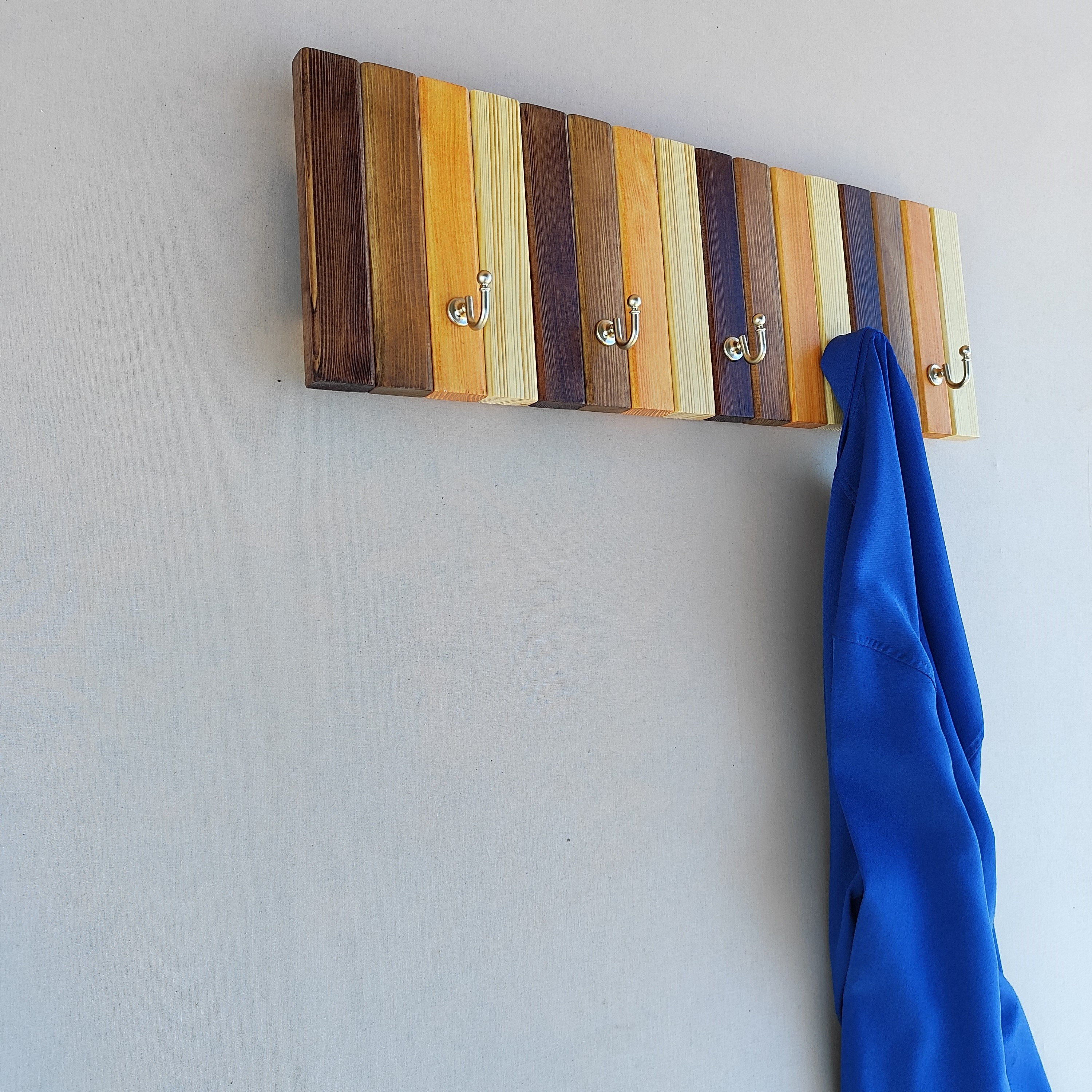 Solid Wood Wall Mounted Piano Coat Rack, Handmade Storage Rack, Wooden ...