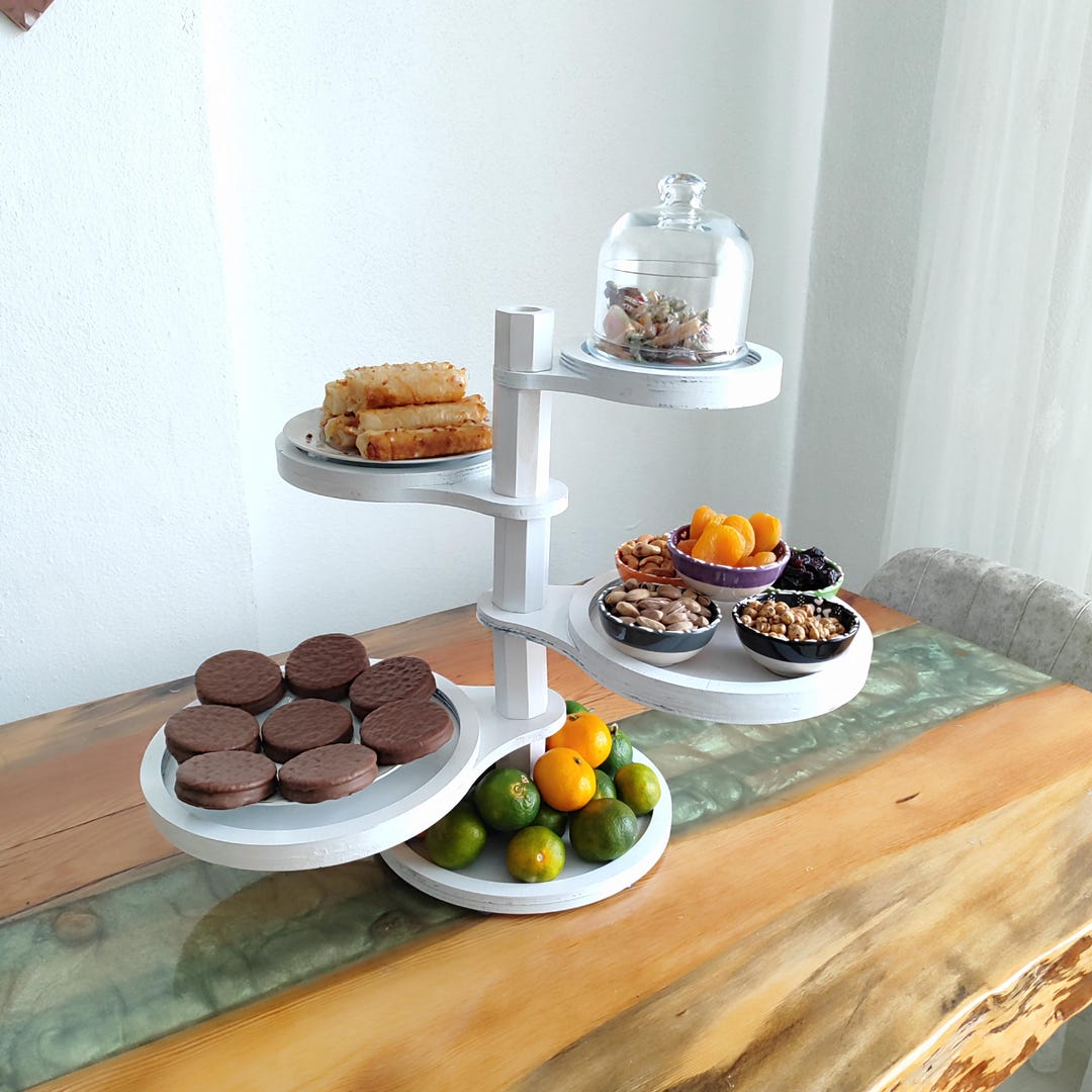 Rotating Tiered Cake Stand, Wedding Cake Stand, Cake Display, Rustic ...