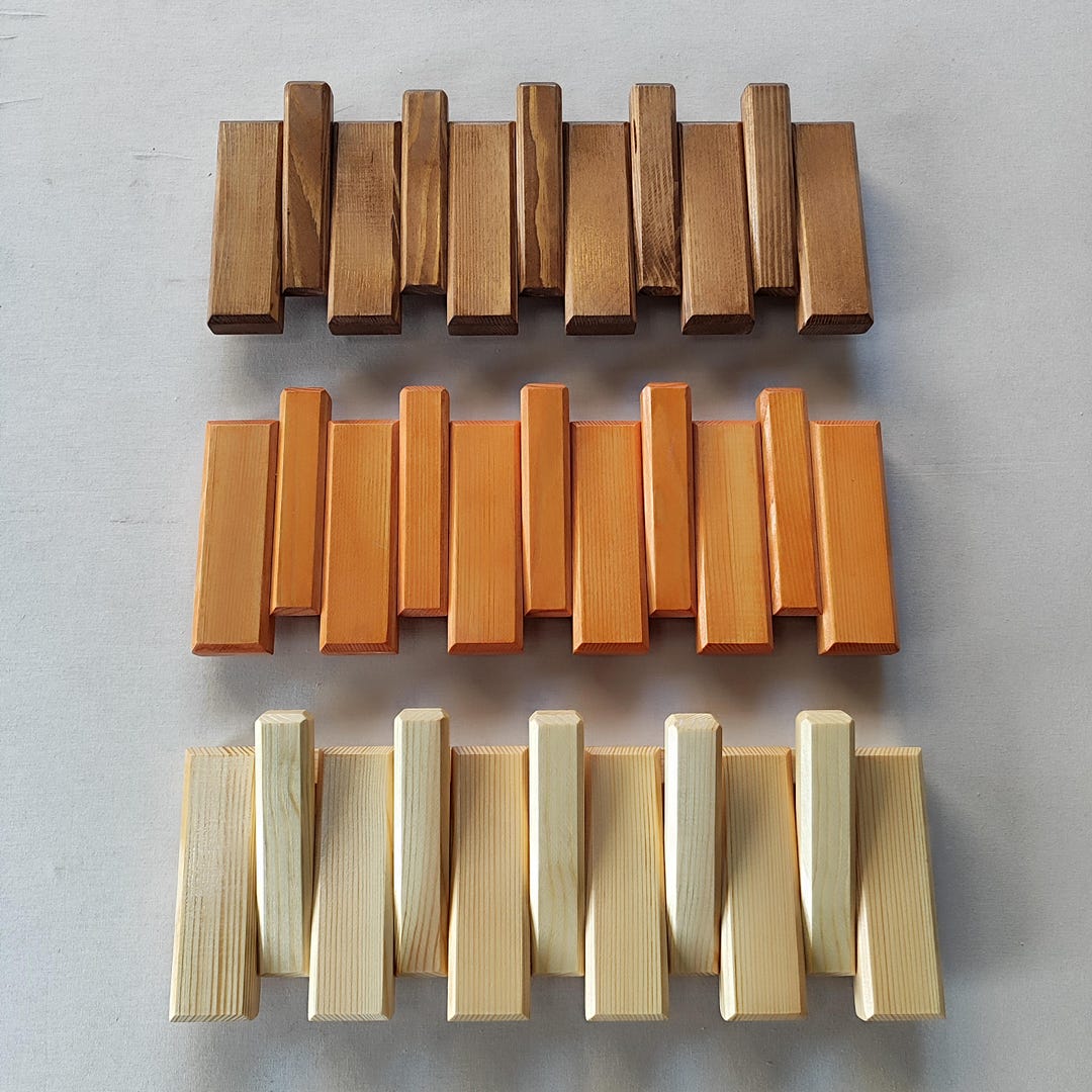 Modern Wood Piano Key Coat Rack: Colorful Wall Mounted Entry Organizer ...