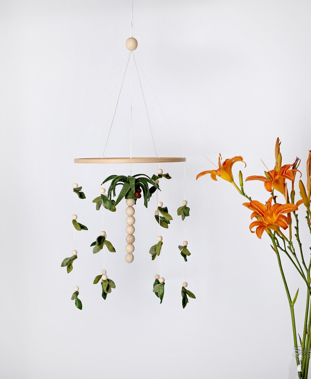 Palm Tree Style Baby Crib Mobile, Leaves Nursery Baby Mobile, Mobile ...