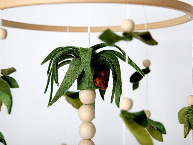 Palm Tree Style Baby Crib Mobile, Leaves Nursery Baby Mobile, Mobile ...