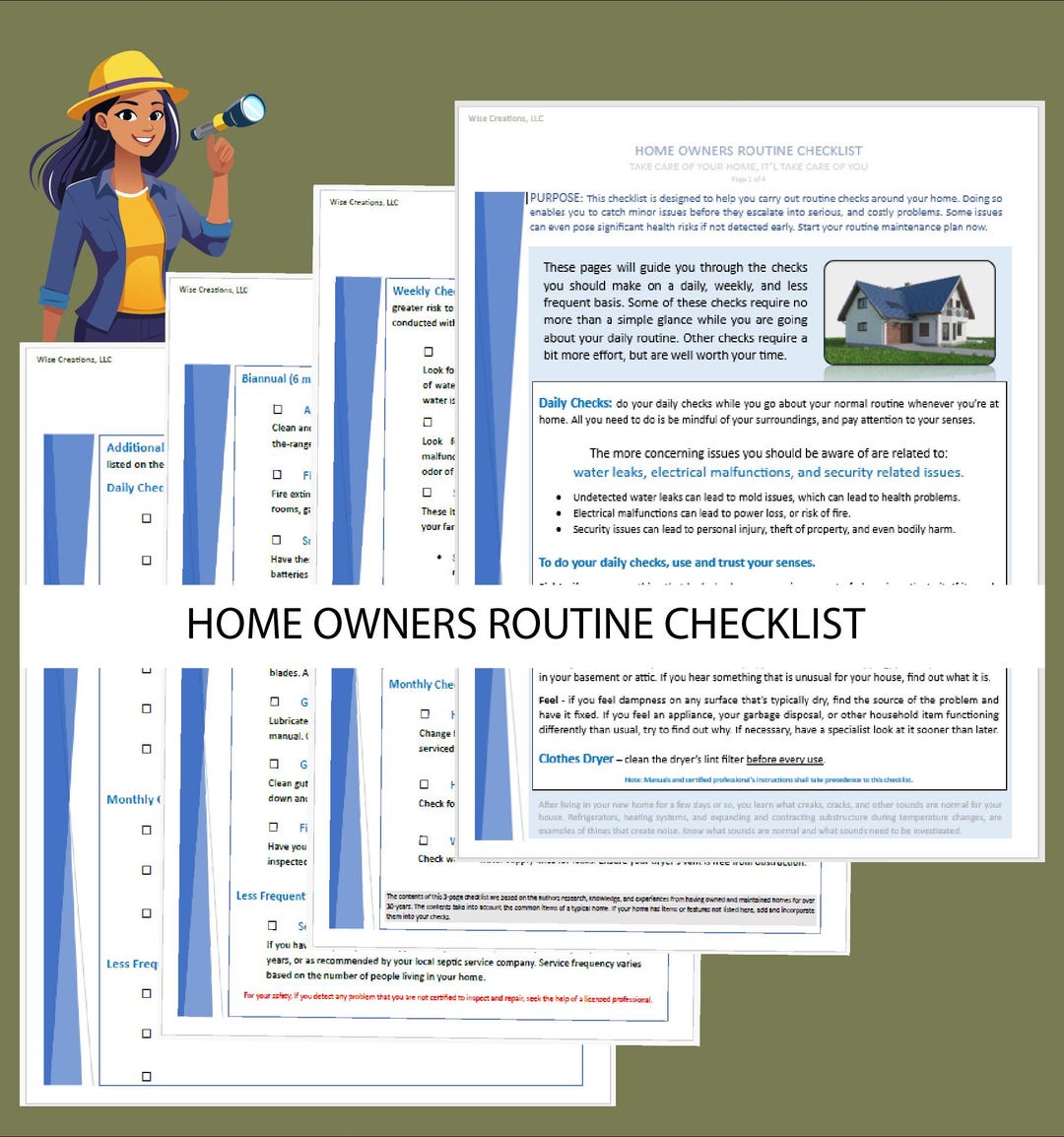 Home Owners Routine Checklist, Real Estate Checklist, Realtor Printable ...