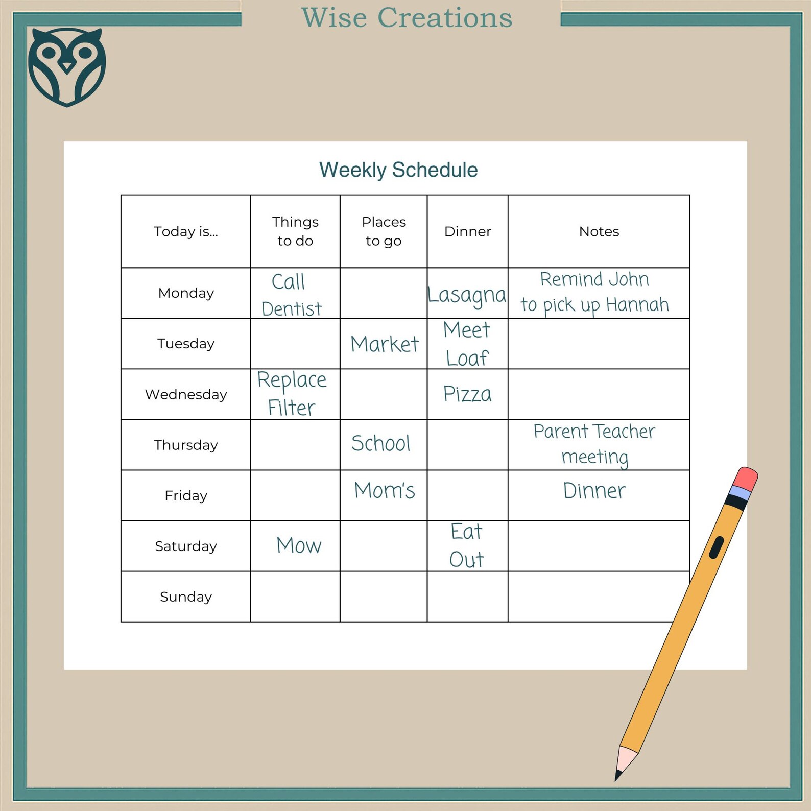 Printable Weekly Schedule, Simple Weekly Planner. - Etsy