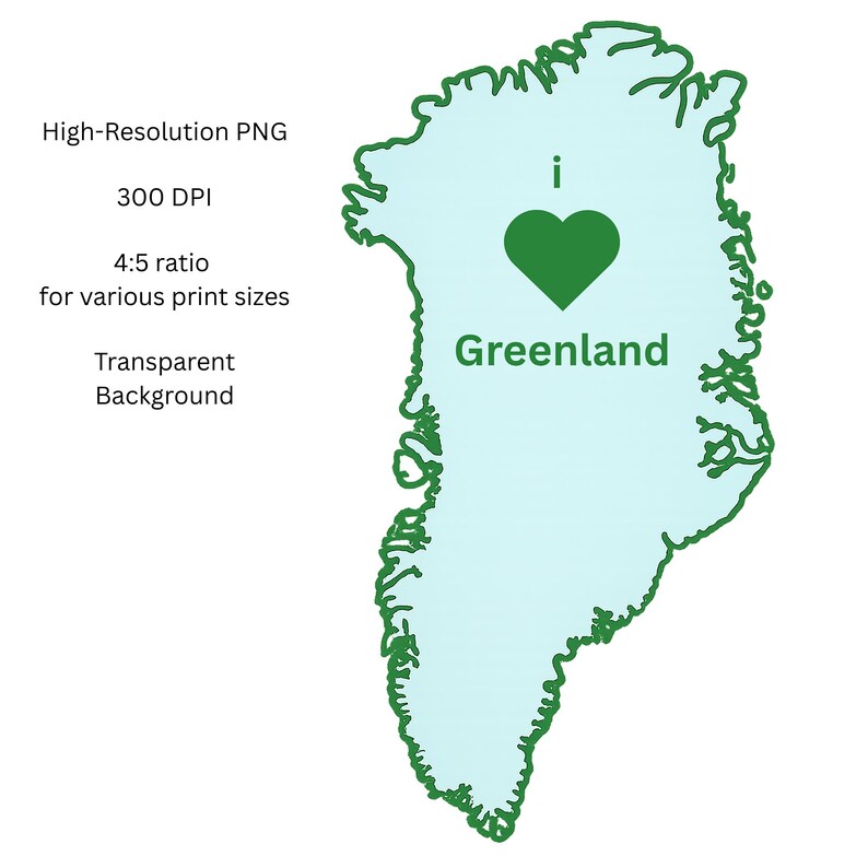 Greenland Island Outline Image PNG, Sublimation Design, Printable ...