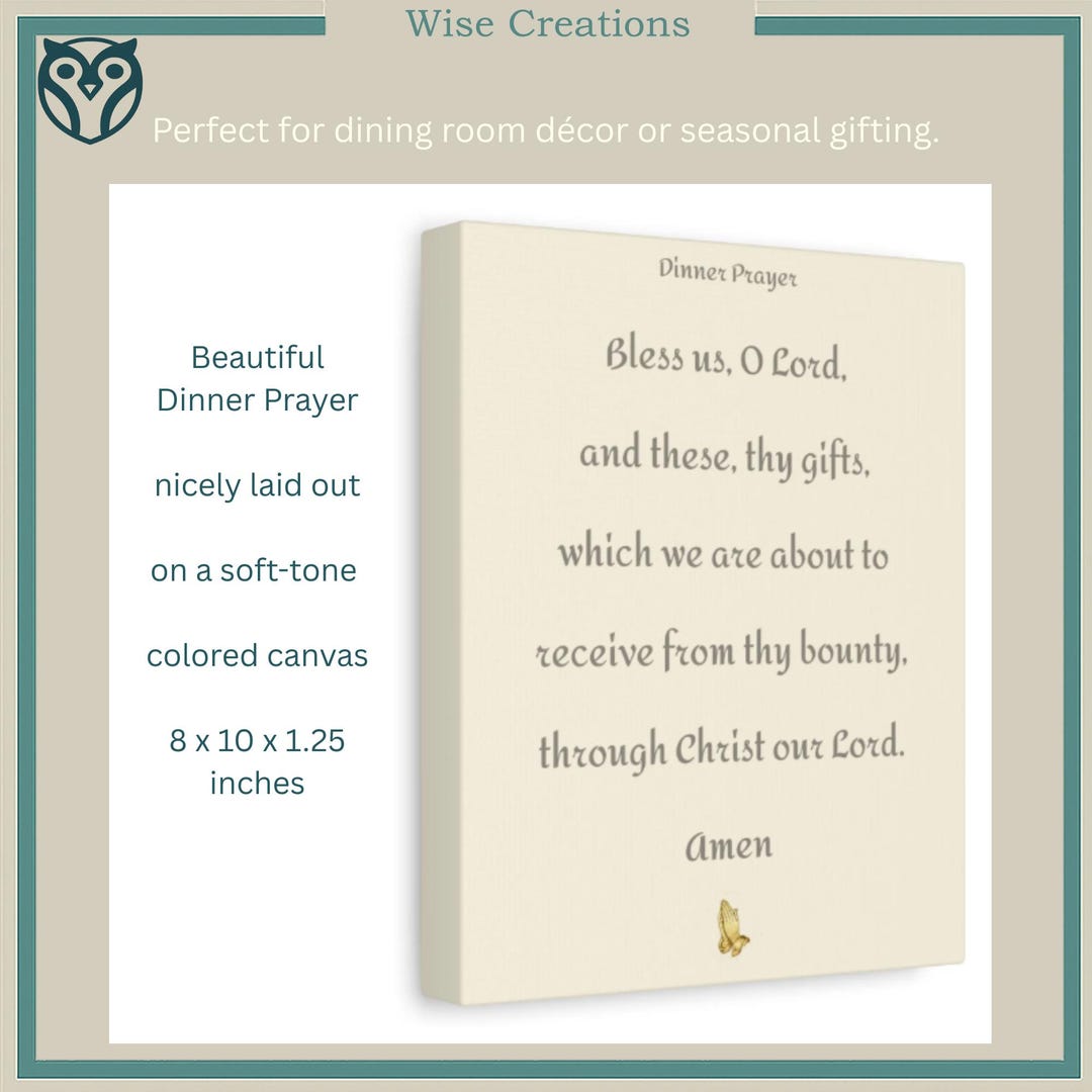 Prayer for Dinner, Religious Decor, Easter, Thanksgiving, Holiday ...