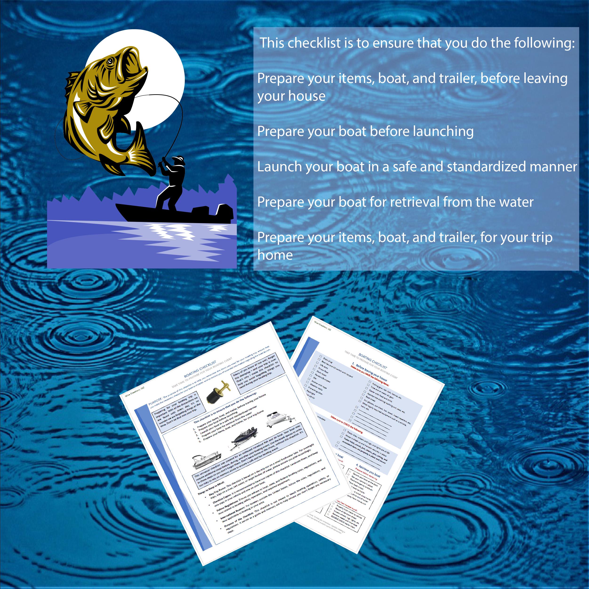 Boating Checklist: Boat & Trailer Safety, Fishing, Water Skiing Aid - Etsy