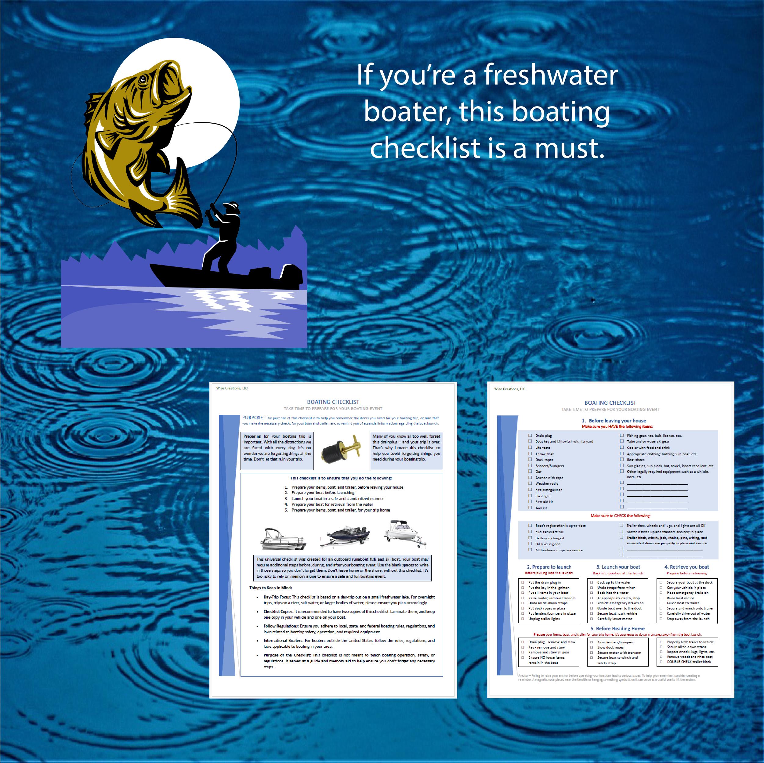 Boating Checklist: Boat & Trailer Safety, Fishing, Water Skiing Aid - Etsy