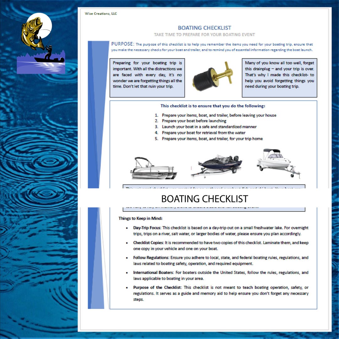 Buy Boating Checklist, Boat and Trailer Safety Checklist, Fishing ...