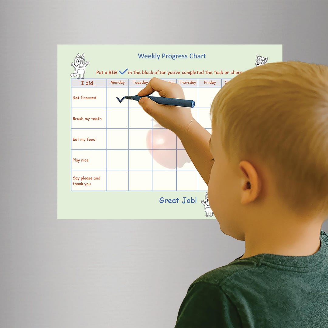 Weekly Progress Reward Chart for Kids, Child Progress Tracker ...