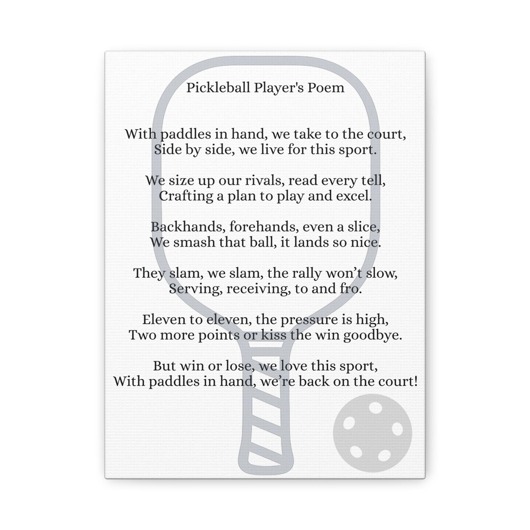 Pickleball Player Poem Canvas Art: Motivational Sports Decor (9x12 Inch ...