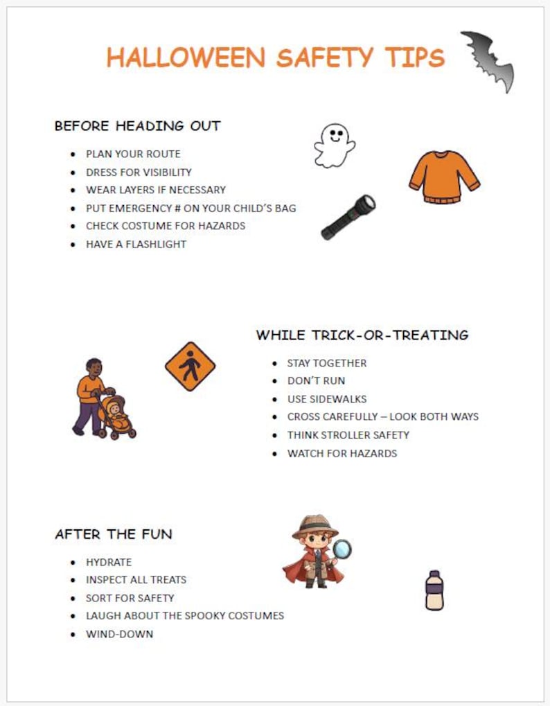 Halloween Safety Tips Poster: Kid-friendly Trick-or-treat Guide (PDF ...