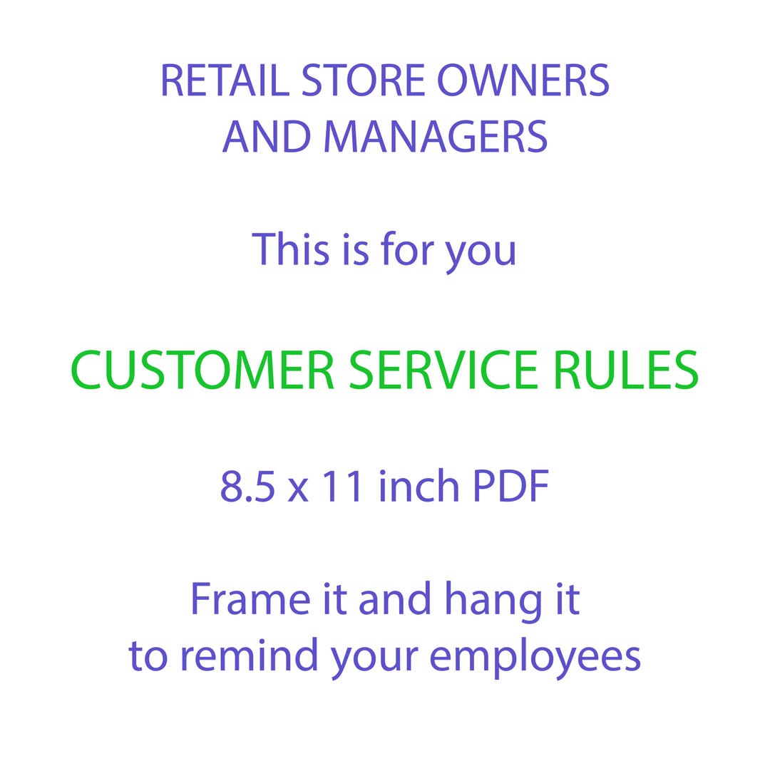 Retail Customer Service Rules Guide: Printable Staff Training Poster ...