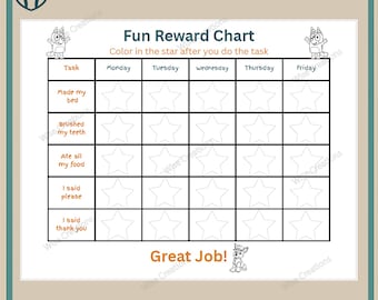 Kids Chore Chart | Reward Tracking | Children's | Toddler | Montessori ...