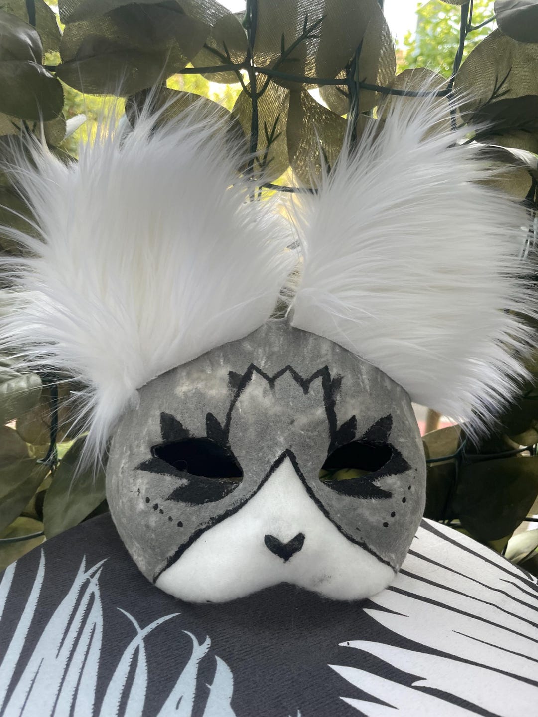 Grey Cat Mask Fluffy Ears Therian Mask - Etsy