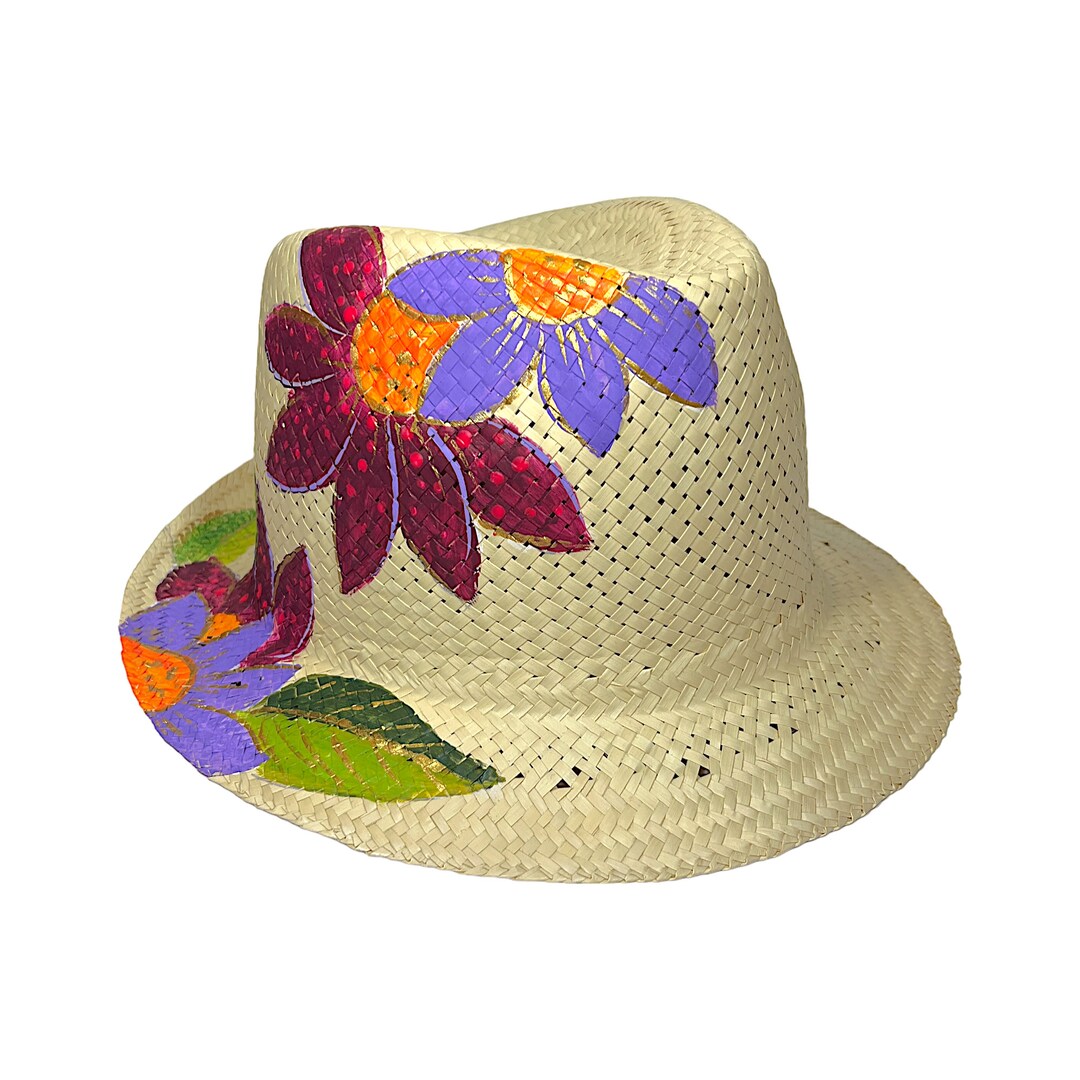 Hat Floral Pachuco Style hand Painted-jute Onttoc - Etsy