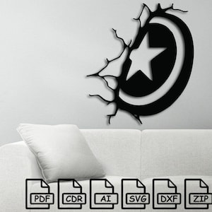 Captain America Shield Cut Svg Dxf File Wall Sticker Pdf Silhouette ...