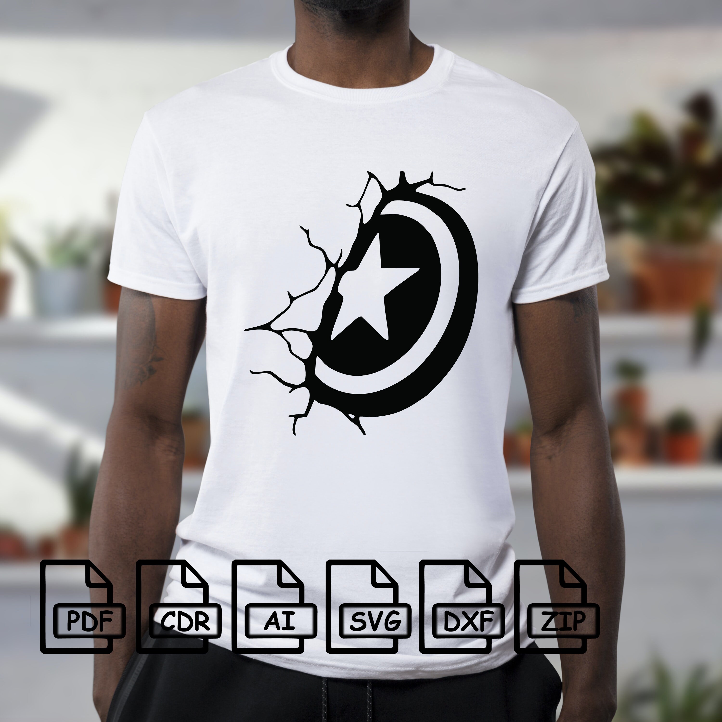 Captain America Shield Cut Svg Dxf File Wall Sticker Pdf Silhouette ...