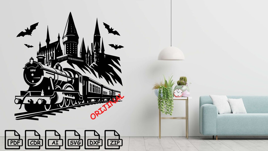 Magic Wizard Train Cut Svg Dxf File Wall Sticker Pdf Silhouette ...