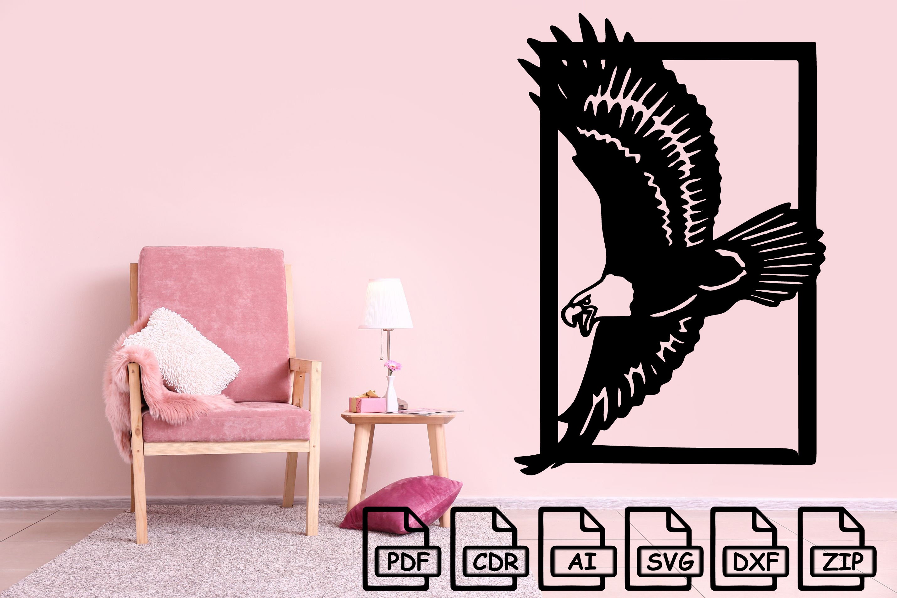 Eagles Bundle 9pcs Cut Svg Dxf File Wall Sticker Pdf Silhouette ...