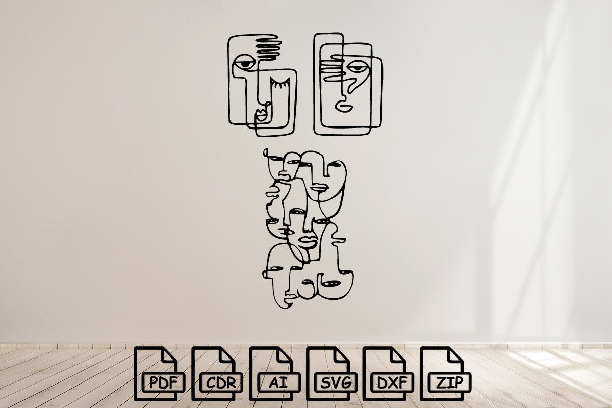 Picasso (3pcs) Wall Art Cut Svg Dxf File Wall Sticker Pdf Silhouette ...