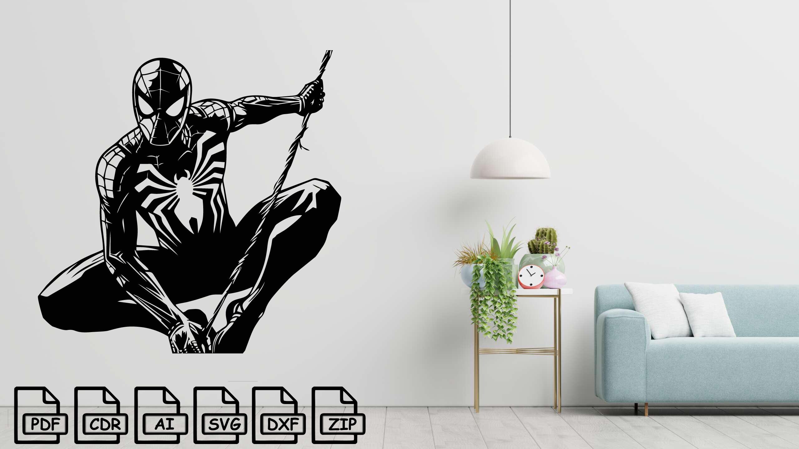 Spider Man, Black Widow Cut Svg Dxf File Wall Sticker Pdf Silhouette ...