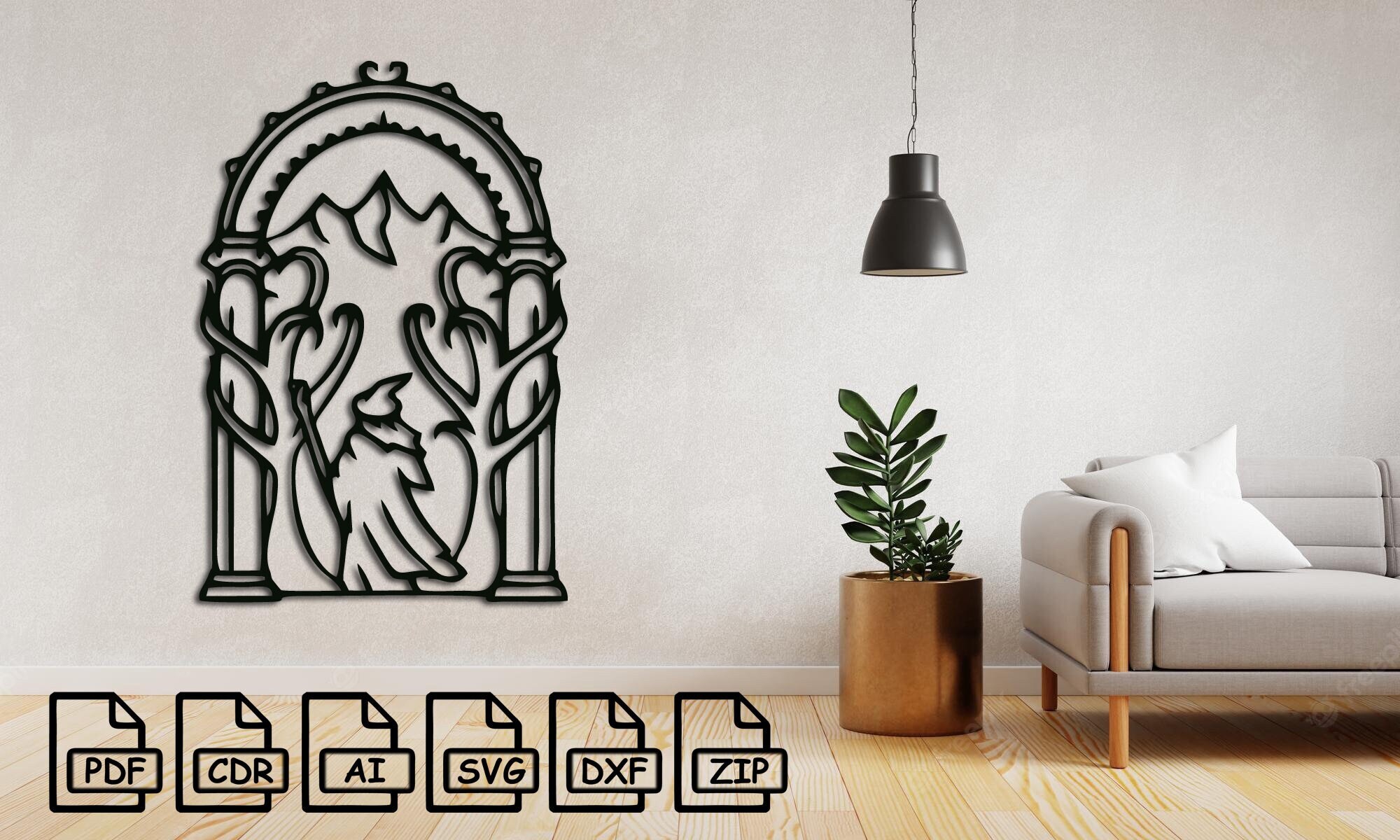 Gandalf Cut Svg Dxf File Wall Sticker Pdf Silhouette Template Cnc ...