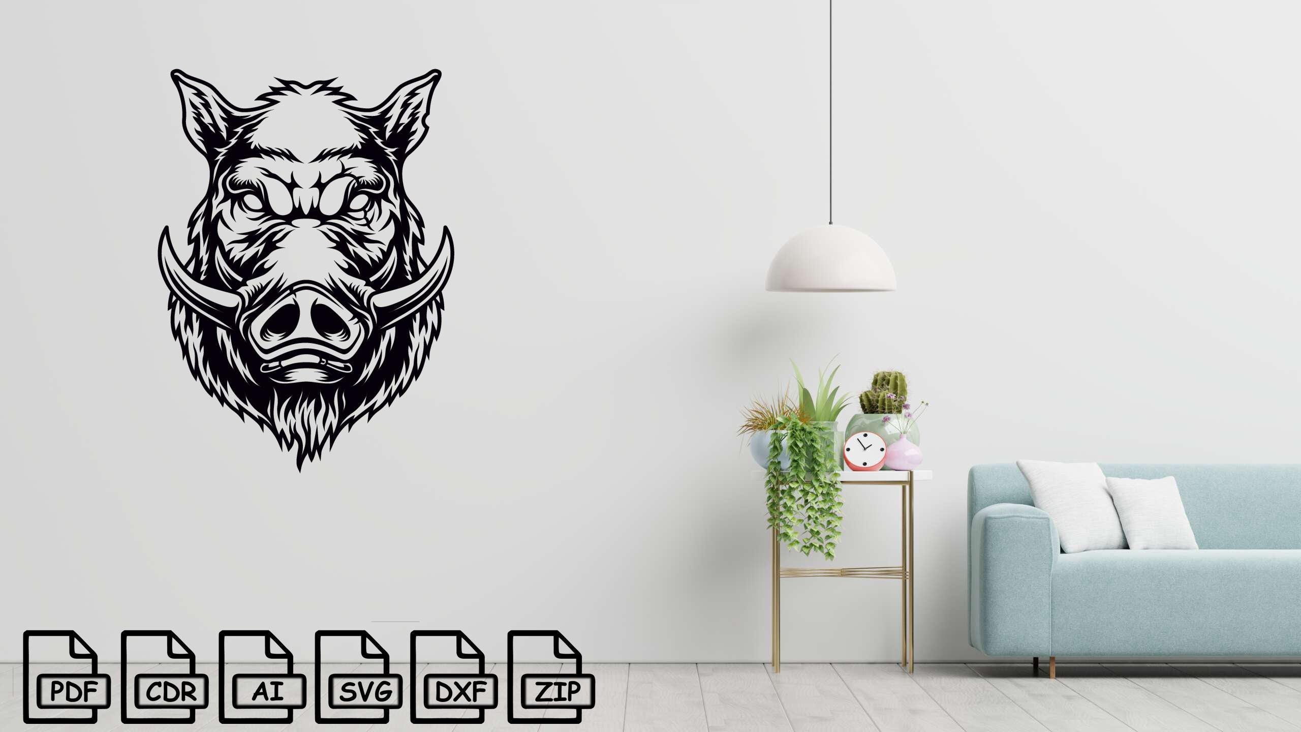 Boar Head Cut Svg Dxf File Wall Sticker Pdf Silhouette Template Cnc ...