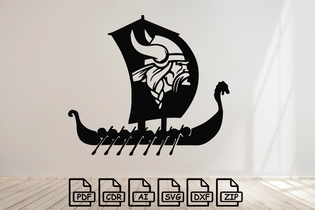 Viking Cut Svg Dxf File Wall Sticker Pdf Silhouette Template Cnc ...
