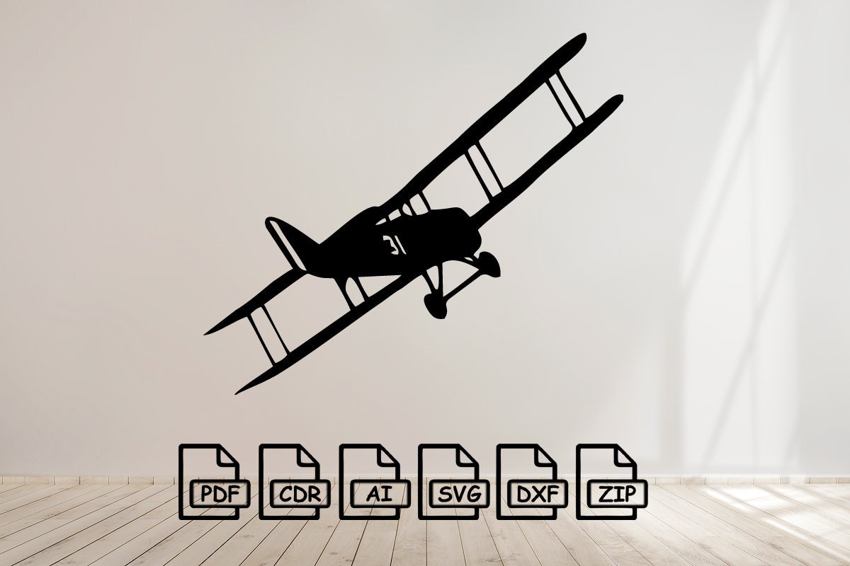 Biplane Bundle (16pcs), Crop Duster Cut Svg Dxf File Wall Sticker Pdf ...