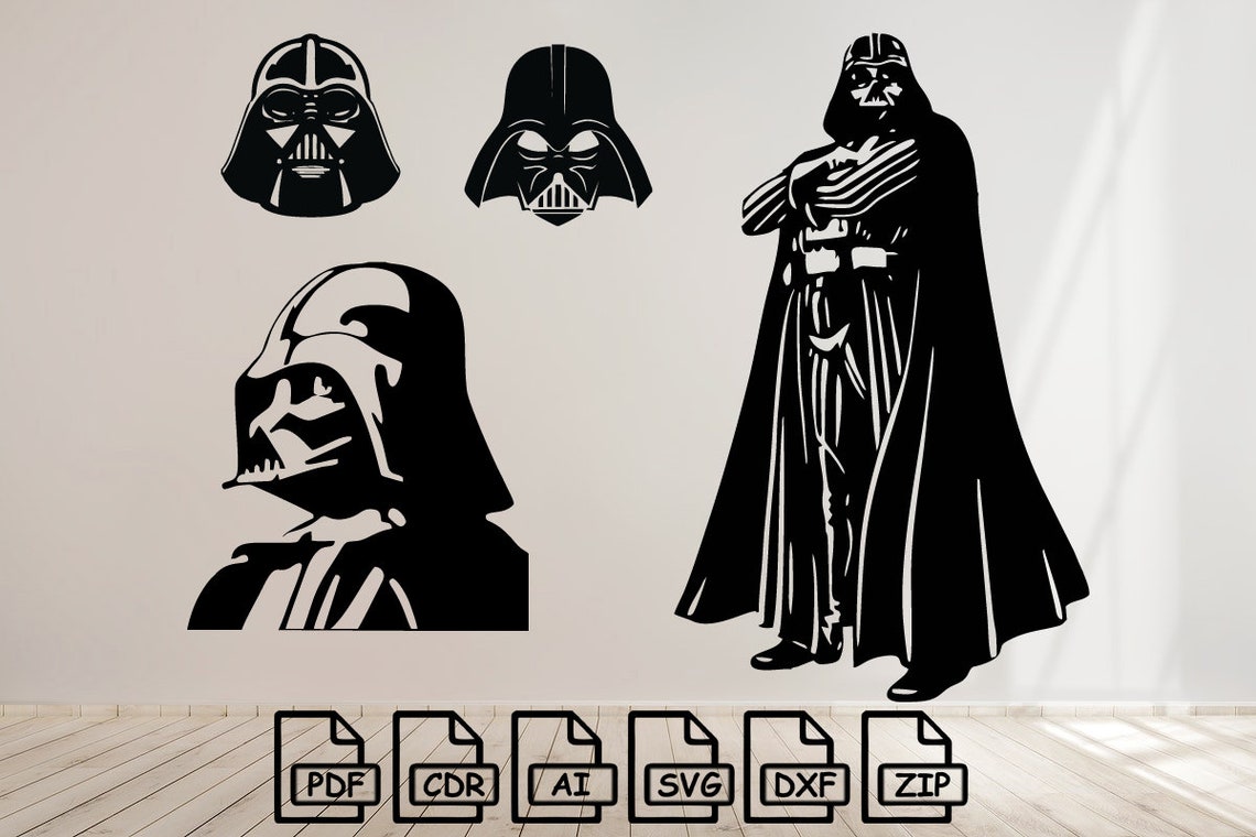 Star Wars Cut Svg Dxf File Wall Sticker Pdf Silhouette Template Cnc ...