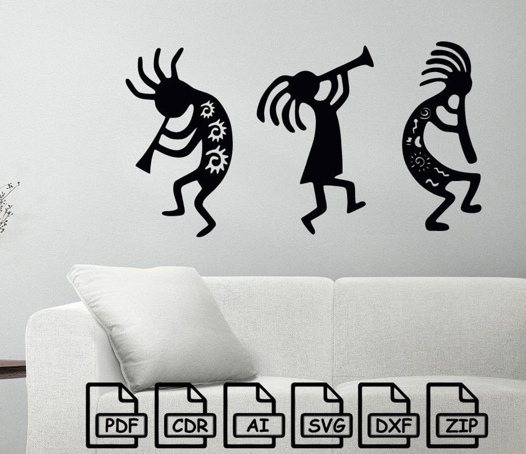 Kokopelli Bundle 14pcs Cut Svg Dxf File Wall Sticker Pdf Silhouette ...