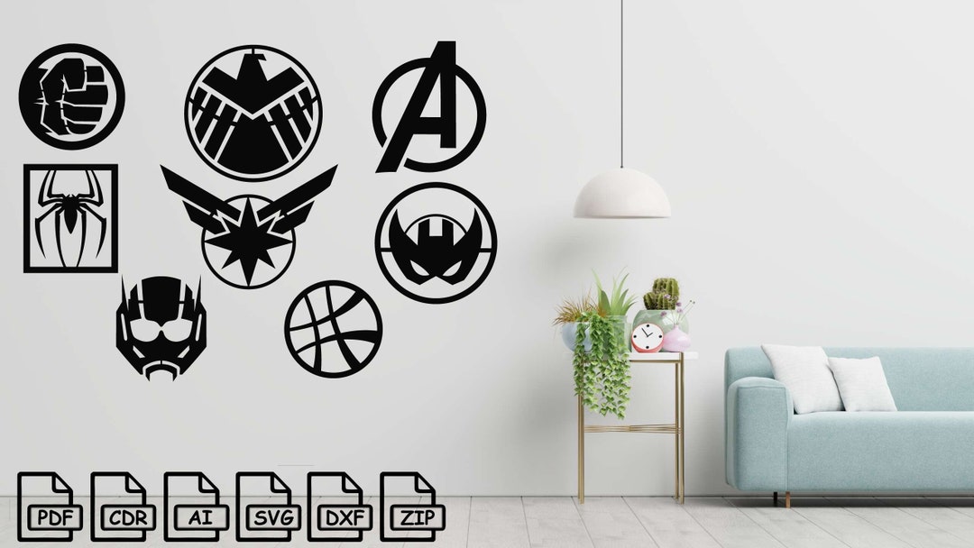 Marvel, Avengers Svg, Shield Logo Cut Svg Dxf File Wall Sticker Pdf ...