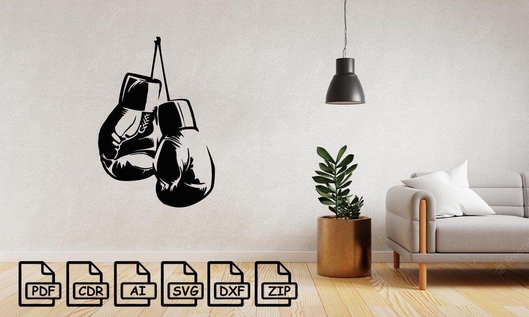 Boxing Cut Svg Dxf File Wall Sticker Pdf Silhouette Template Cnc ...