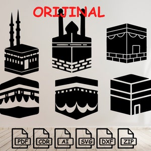 Kaaba Svg, Islamic Wall Art 6 Pcs Cut Svg Dxf File Wall Sticker Pdf ...