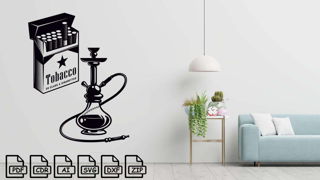 Hookah, Tobacco Cigarette Box Cut Svg Dxf File Wall Sticker Pdf ...