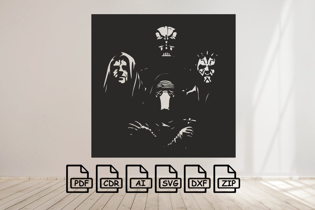 Star Wars Cut Svg Dxf File Wall Sticker Pdf Silhouette Template Cnc ...