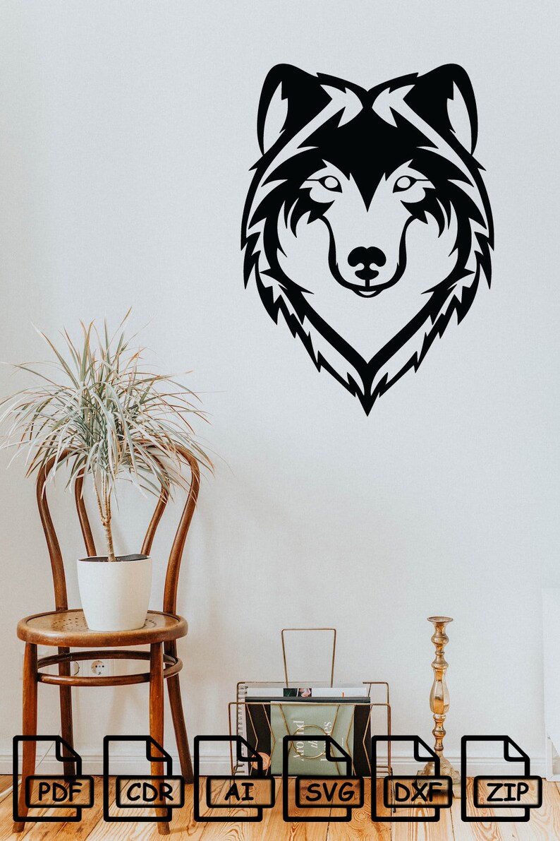 Wolf (3psc), Geometric Wolf Cut Svg Dxf File Wall Sticker Pdf ...