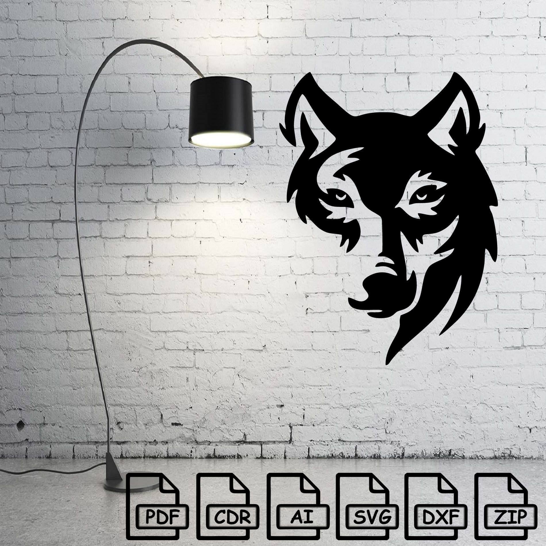 Wolf (3psc), Geometric Wolf Cut Svg Dxf File Wall Sticker Pdf ...