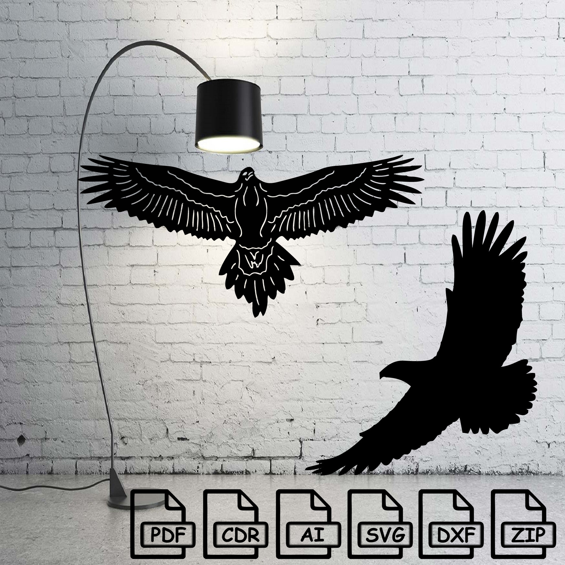 Eagles Bundle 9pcs Cut Svg Dxf File Wall Sticker Pdf Silhouette ...