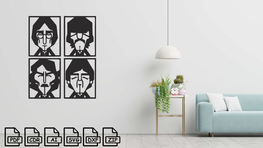 The Beatles Cut Svg Dxf File Wall Sticker Pdf Silhouette Template Cnc ...