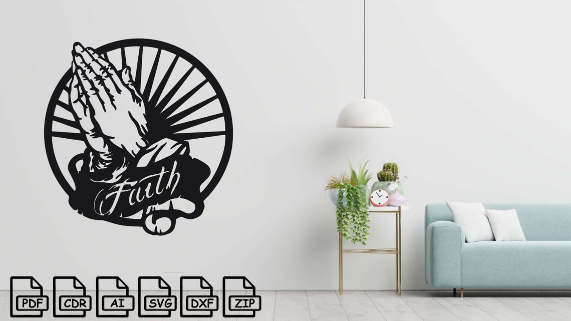 Manos orando corte svg dxf archivo pared pegatina pdf silueta plantilla ...
